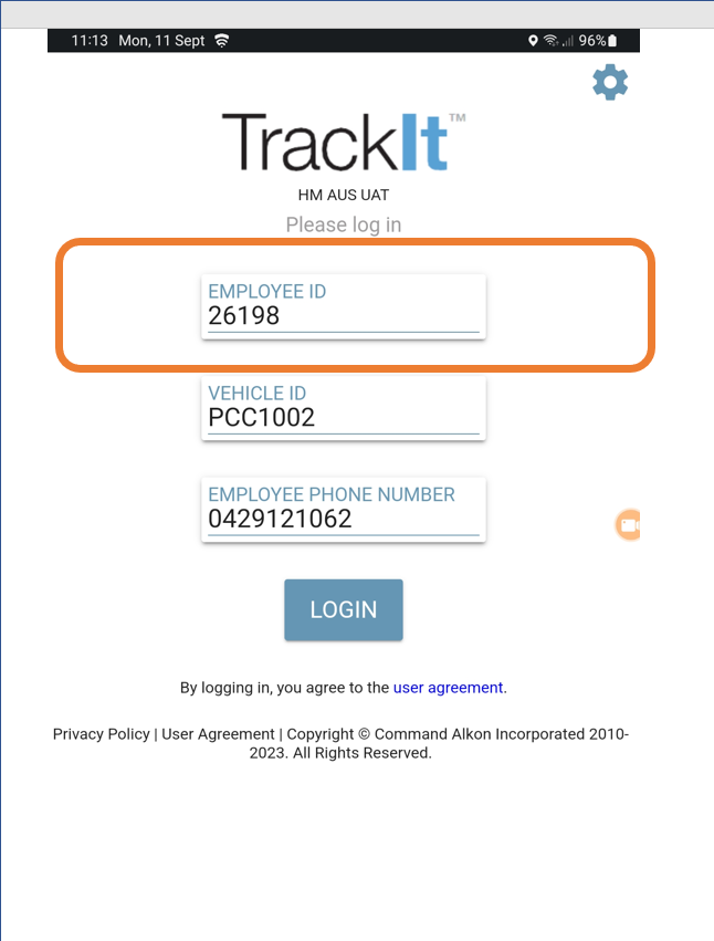 Logging In - TrackIt Driver Learning