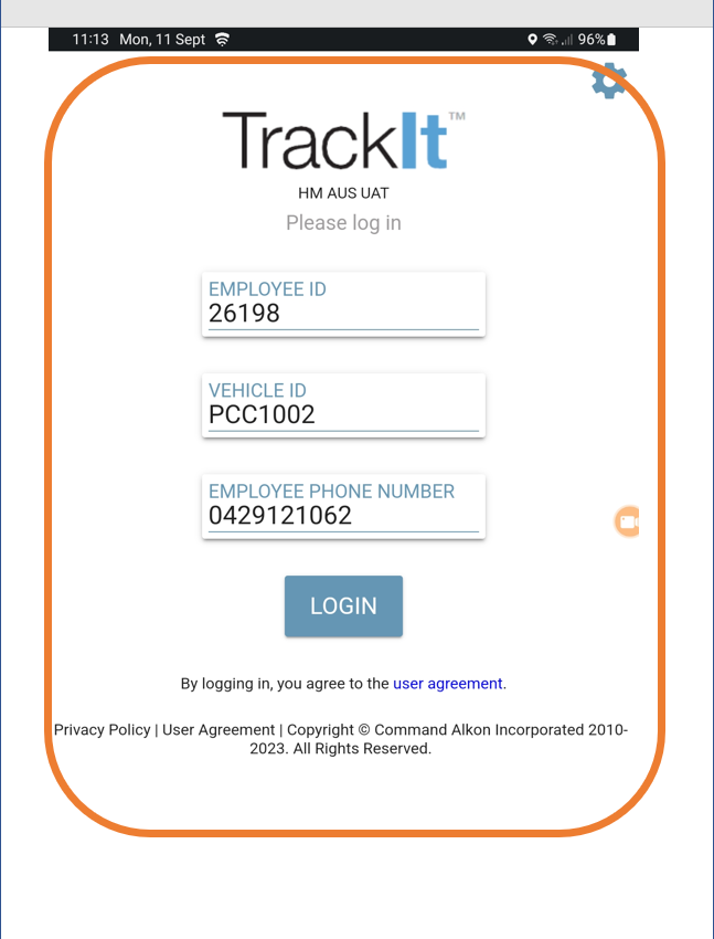 Logging In - TrackIt Driver Learning