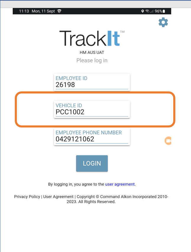 Logging In - TrackIt Driver Learning